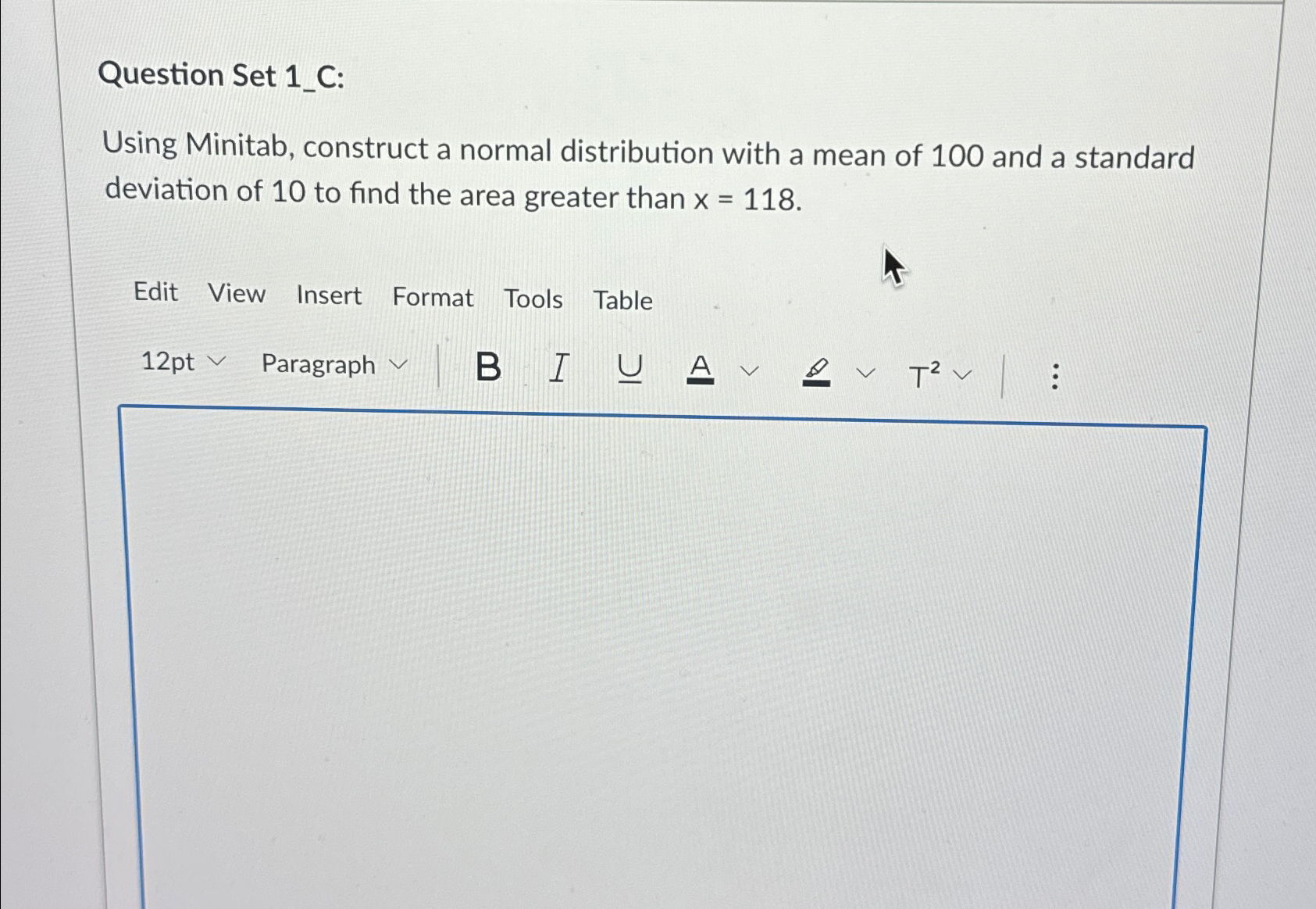 Solved Question Set 1_C:Using Minitab, construct a normal | Chegg.com