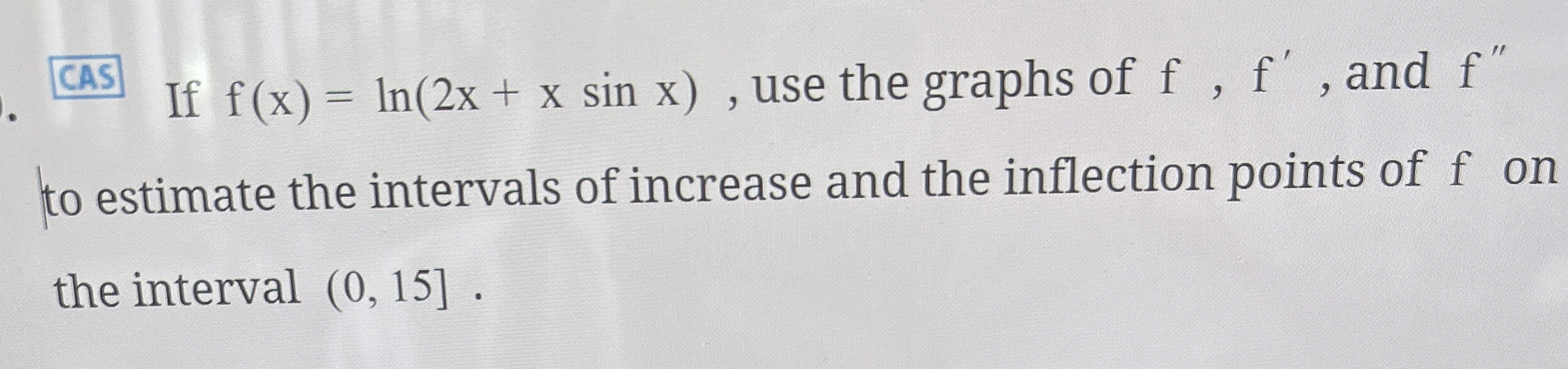 Solved [AS If f(x)=ln(2x+xsinx), ﻿use the graphs of f,f', | Chegg.com