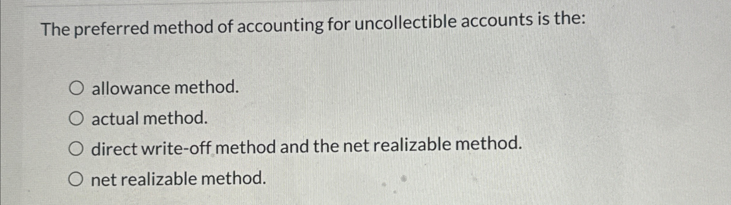 Solved The preferred method of accounting for uncollectible | Chegg.com