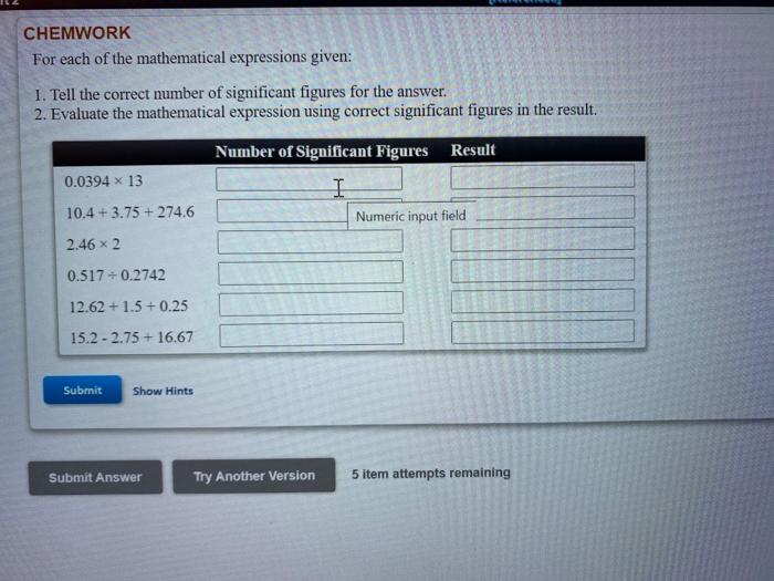 Solved CHEMWORK For each of the mathematical expressions | Chegg.com