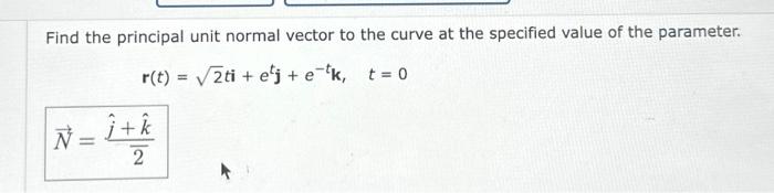 Solved Find the principal unit normal vector to the curve at | Chegg.com