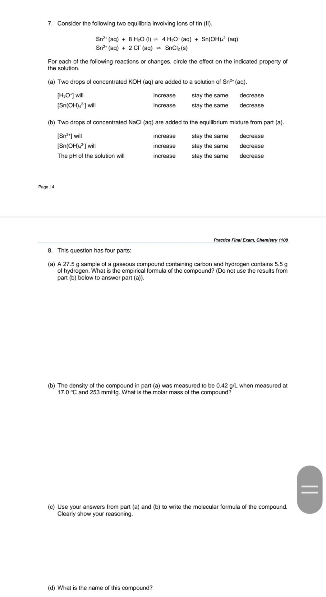 Solved Part A (Short Answer/Multiple Choice): Place your | Chegg.com