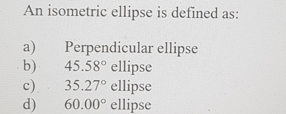 Solved An isometric ellipse is defined as: Perpendicular | Chegg.com