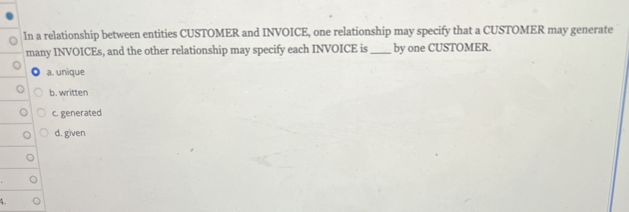 Solved In a relationship between entities CUSTOMER and | Chegg.com