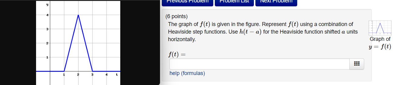 Solved (6 ﻿points)The graph of f(t) ﻿is given in the figure. | Chegg.com