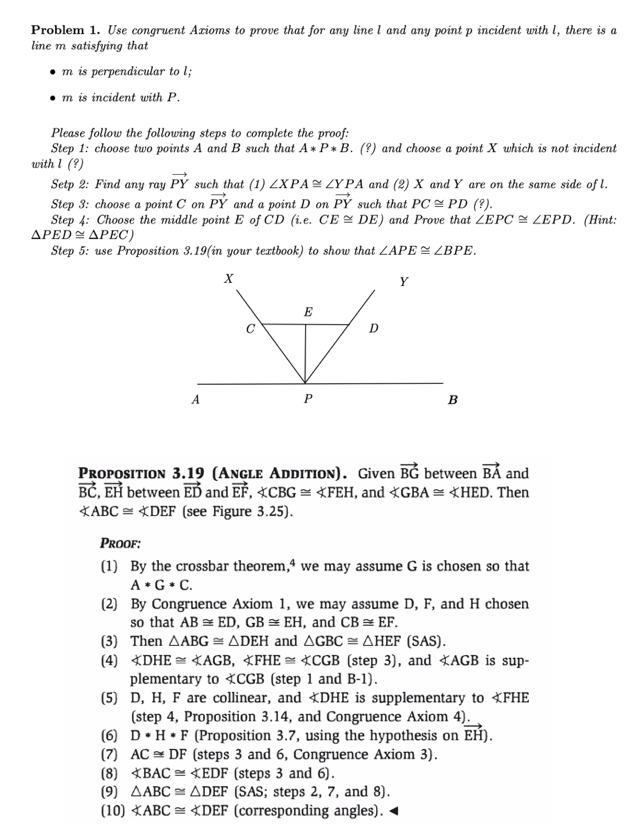 Solved Problem 1. ﻿Use congruent Axioms to prove that for | Chegg.com
