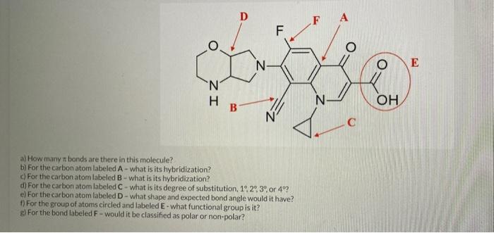 Solved a) How many π bonds are there in this molecule? b) | Chegg.com