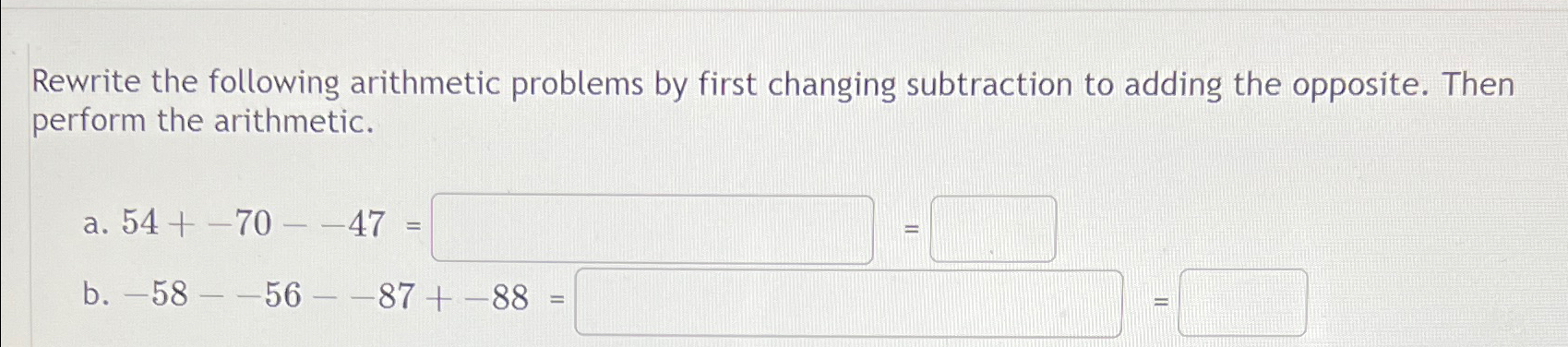 Solved Rewrite the following arithmetic problems by first | Chegg.com