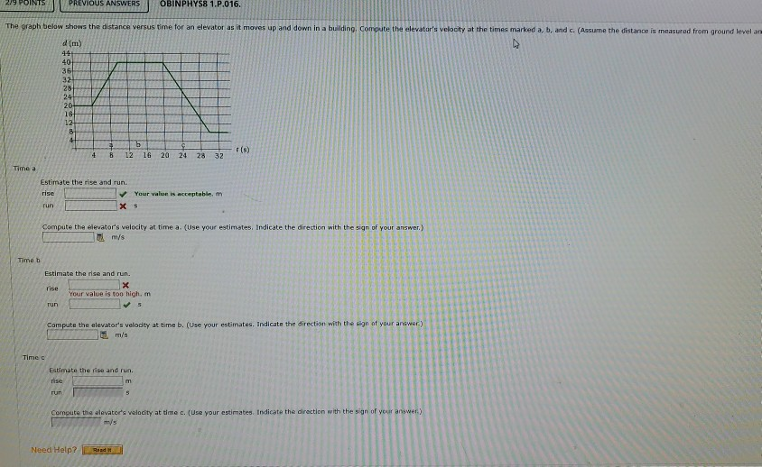 Solved A POINTS PREVIOUS ANSWERS OBINPHYS8 1.P.016. The | Chegg.com