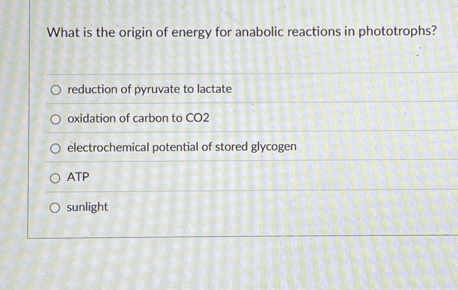Solved What is the origin of energy for anabolic reactions | Chegg.com