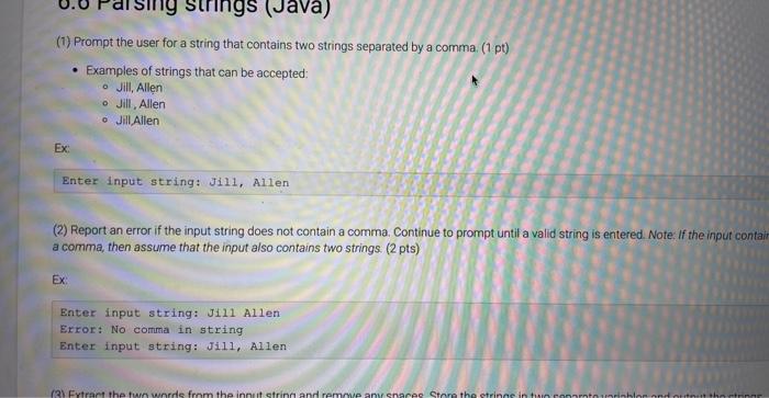 Solved (1) Prompt the user for a string that contains two | Chegg.com