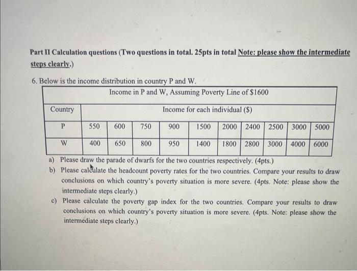 Solved Part II Calculation questions (Two questions in | Chegg.com