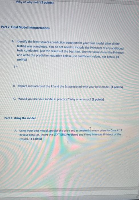 Solved Least Squares Linear Regression of Asking C.2. Fill | Chegg.com