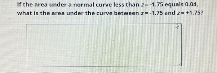 Solved If the area under a normal curve less than z= -1.75 | Chegg.com