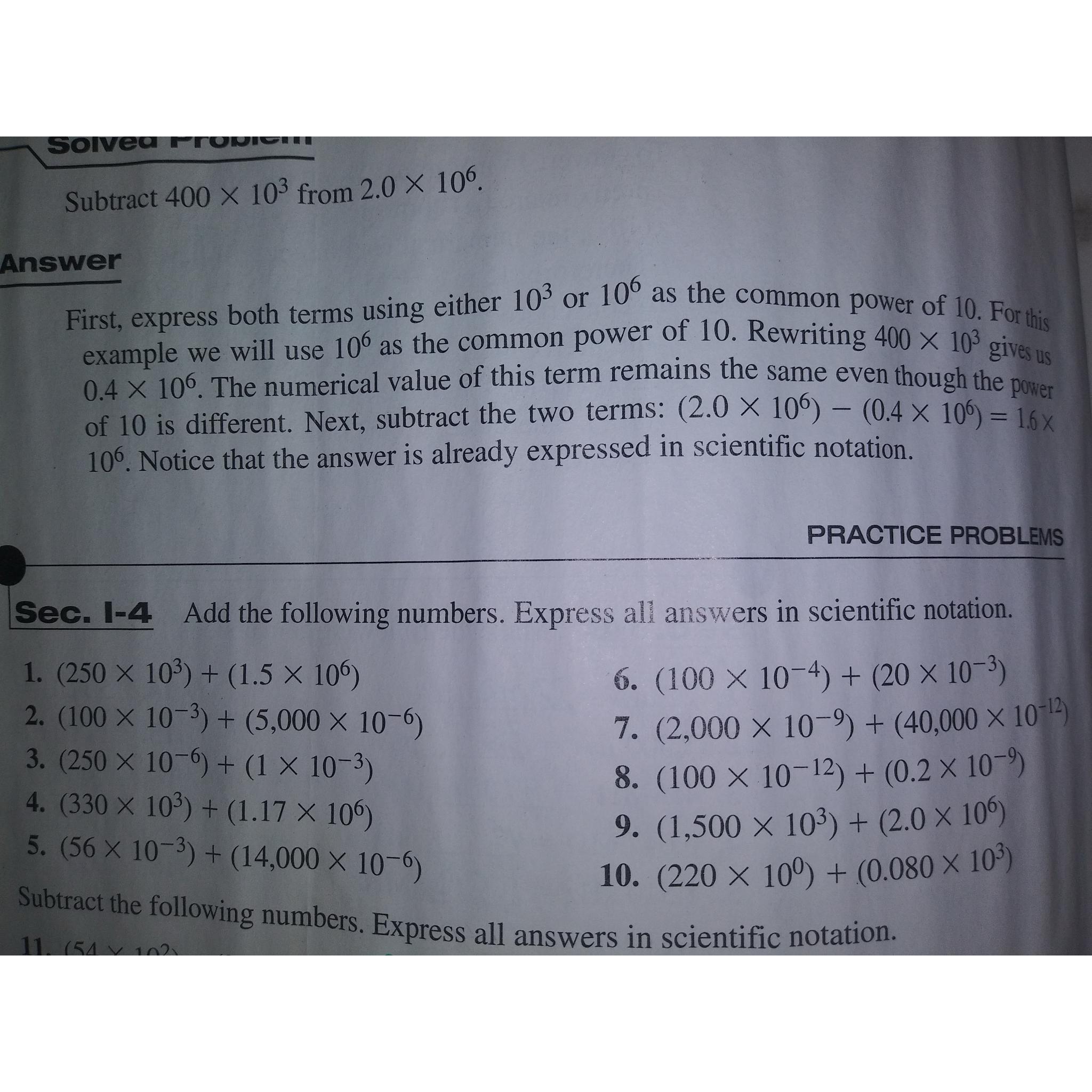 Solved SolveuSubtract 400×103 ﻿from 2.0×106.AnswerFirst, | Chegg.com