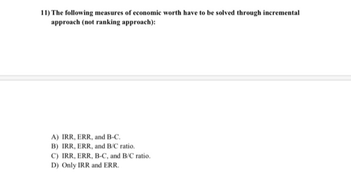 Solved 9) If MARR at point B in the following graph is 20%, | Chegg.com