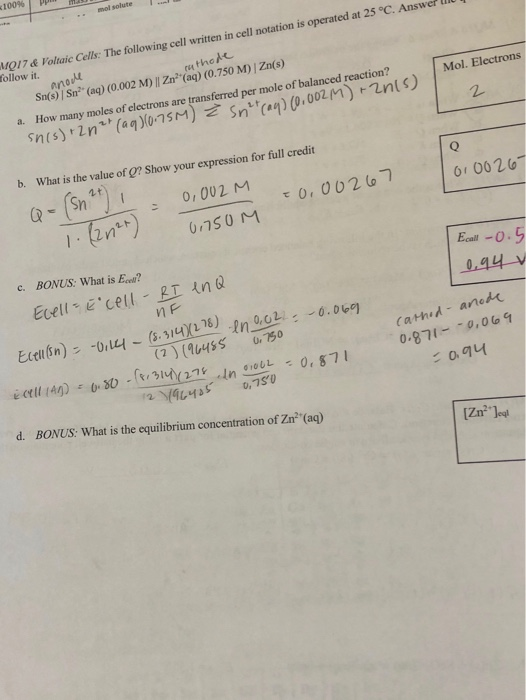 Solved 100% mol solute MQ17 & Voltaic Cells: The following | Chegg.com