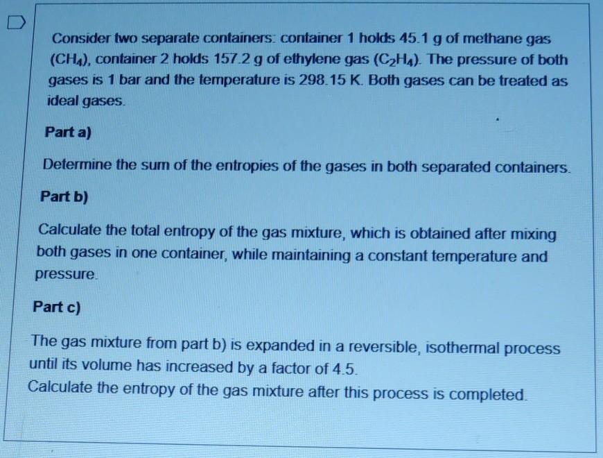 Solved Consider two separate containers. container 1 holds | Chegg.com