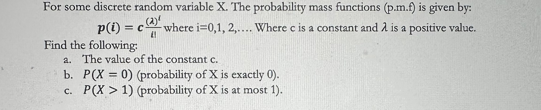 Solved For some discrete random variable x. ﻿The probability | Chegg.com