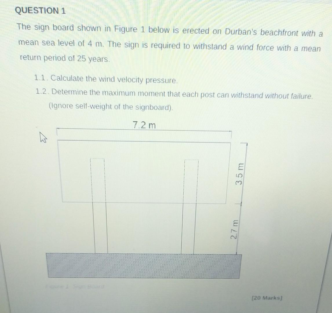 Solved The sign board shown in Figure 1 below is erected on | Chegg.com
