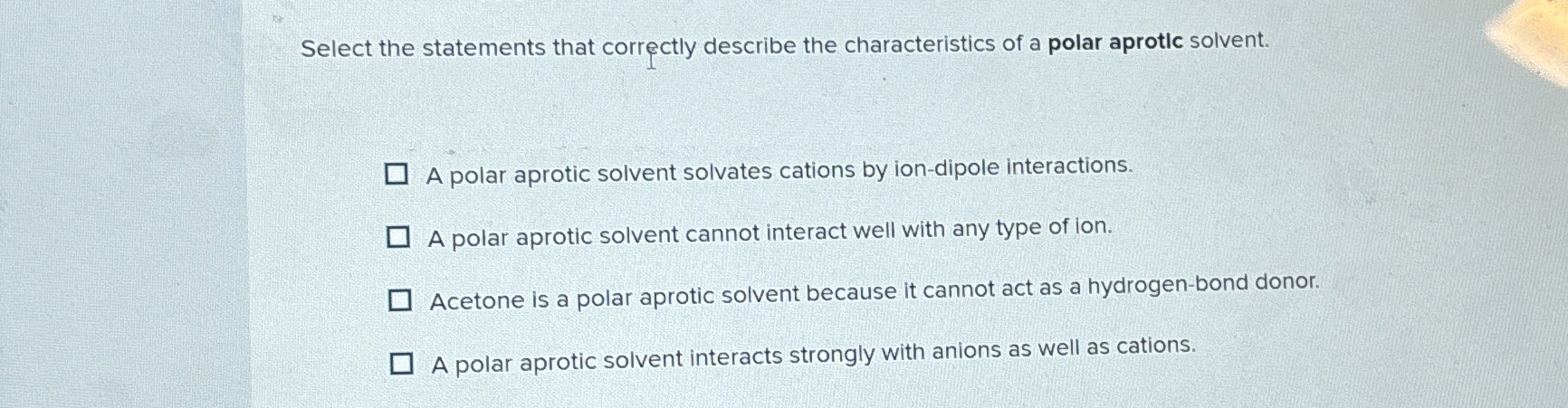 Solved Select the statements that correctly describe the | Chegg.com