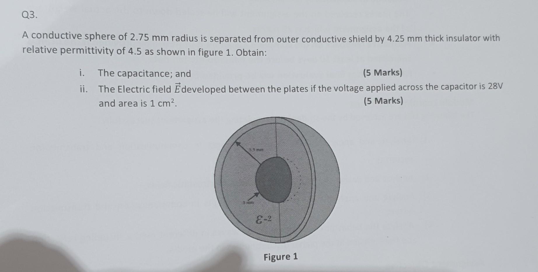 Solved A conductive sphere of 2.75 mm radius is separated | Chegg.com