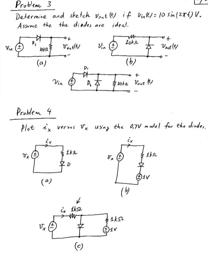 Solved Problem 3 Determine and sketch Vout (t) if Vinle) = | Chegg.com