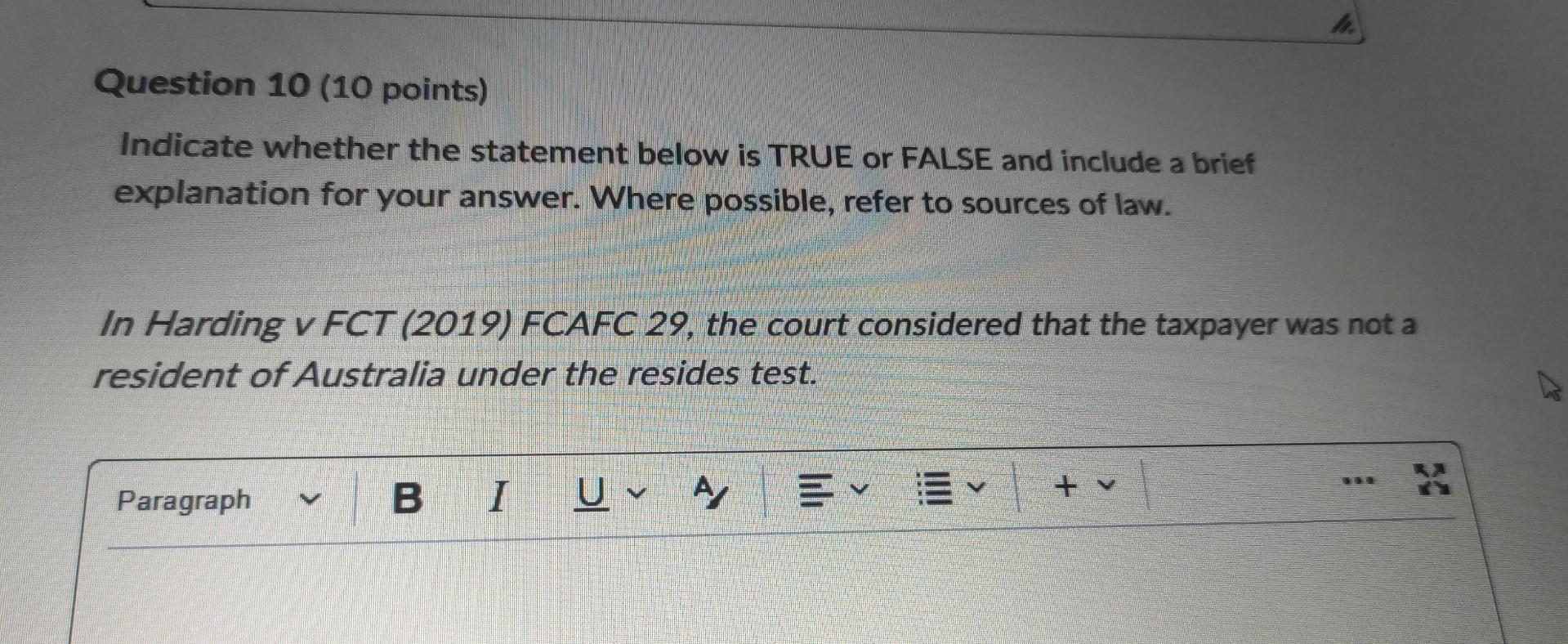 Solved Question 10 (10 points) Indicate whether the | Chegg.com