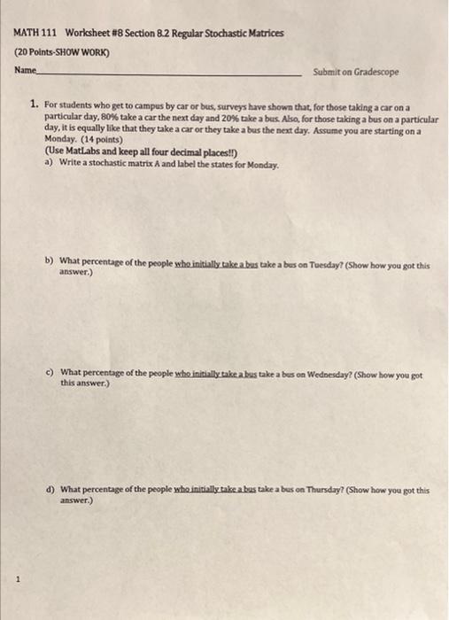 Math 111 Worksheet 8 Section 8 2 Regular Stochastic