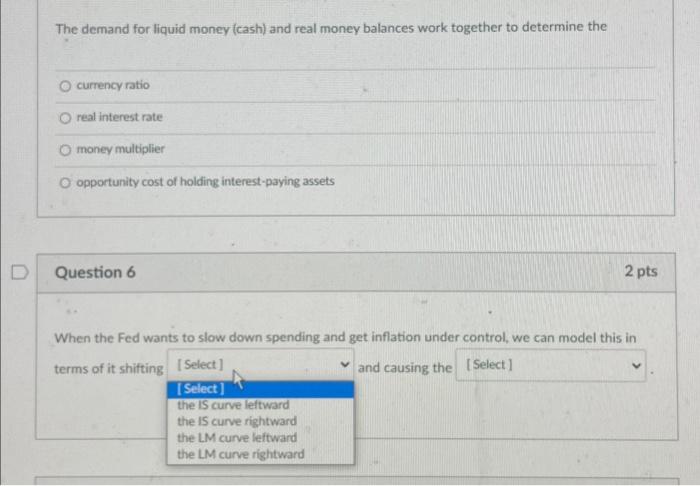 Solved The demand for liquid money (cash) and real money | Chegg.com