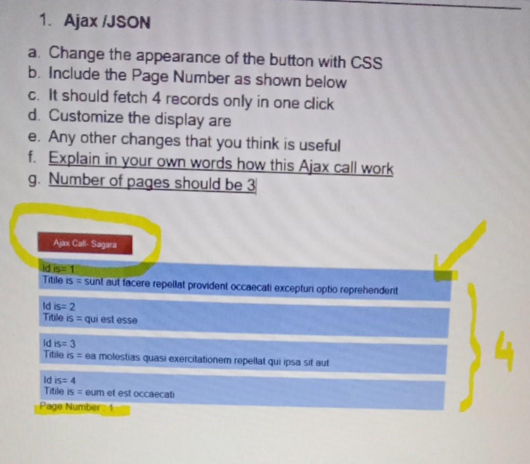 1. Ajax IJSON a. Change the appearance of the button | Chegg.com