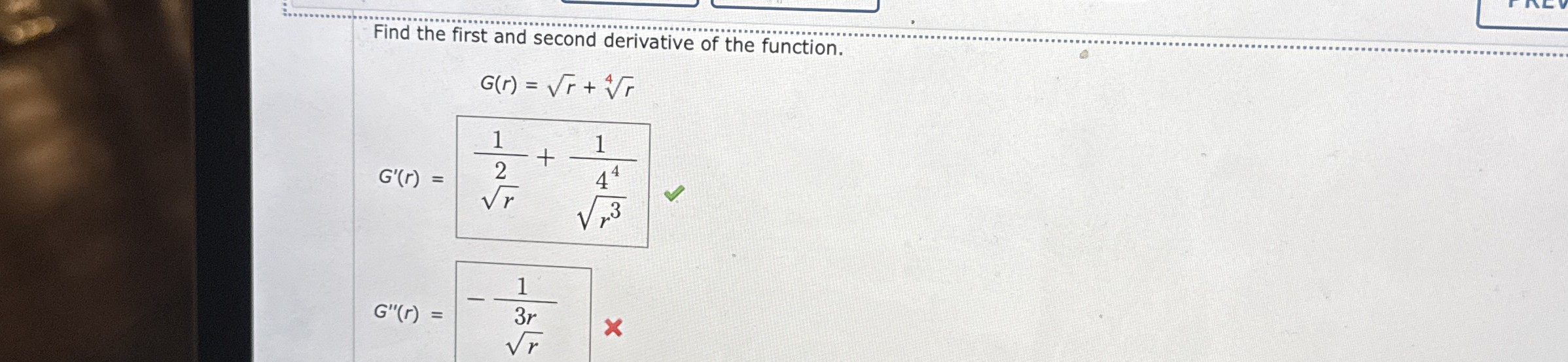 Solved Find the first and second derivative of the | Chegg.com