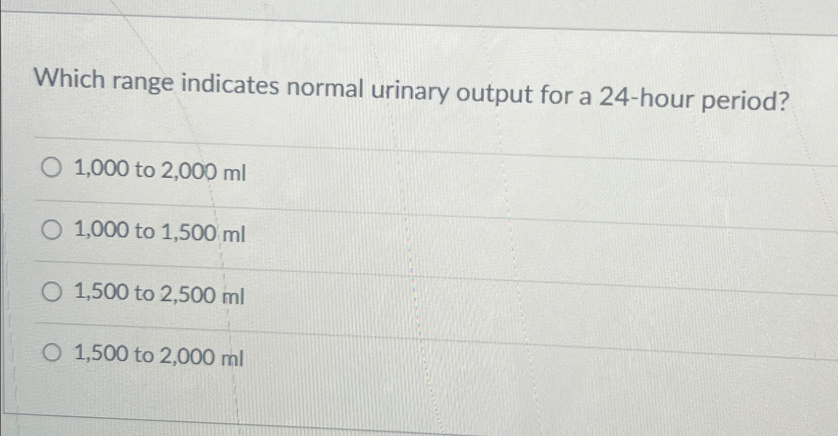 Solved Which range indicates normal urinary output for a | Chegg.com