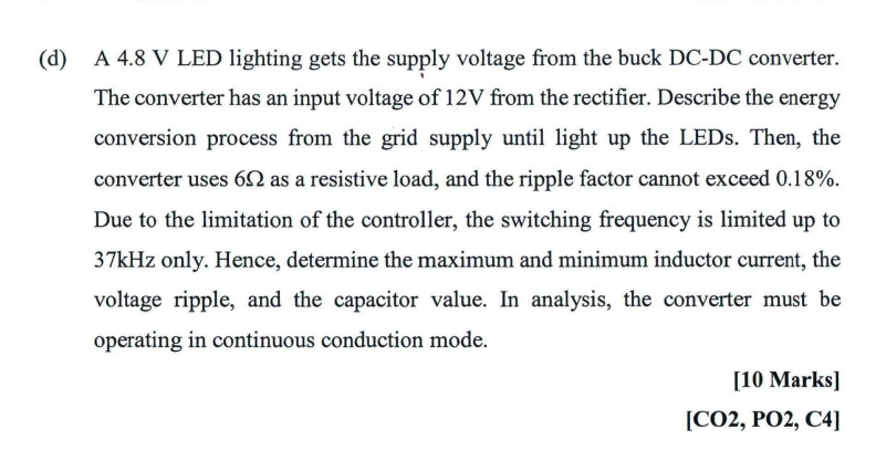 Solved (d) ﻿A 4.8 ﻿V LED lighting gets the supply voltage | Chegg.com