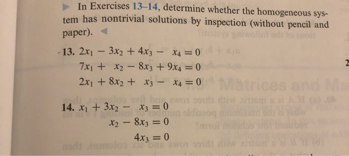 Solved In Exercises 13-14, determine whether the homogeneous | Chegg.com