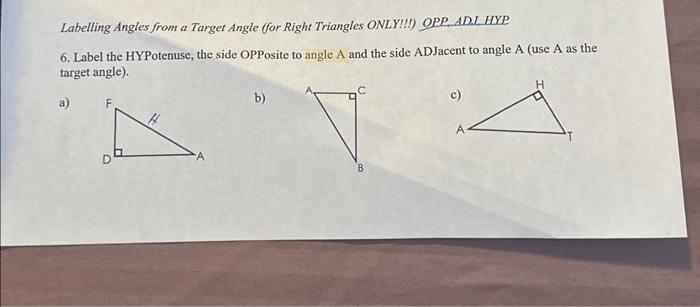 Solved Labelling Angles from a Target Angle (for Right | Chegg.com