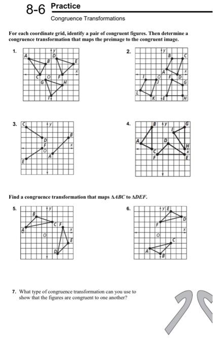 Solved Congruence Transformations For each coordinate grid, | Chegg.com