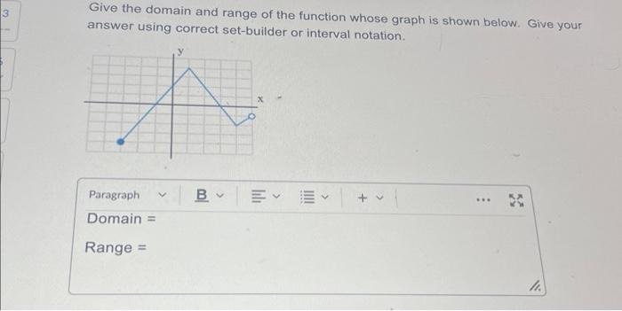 Solved Give the domain and range of the function whose graph | Chegg.com