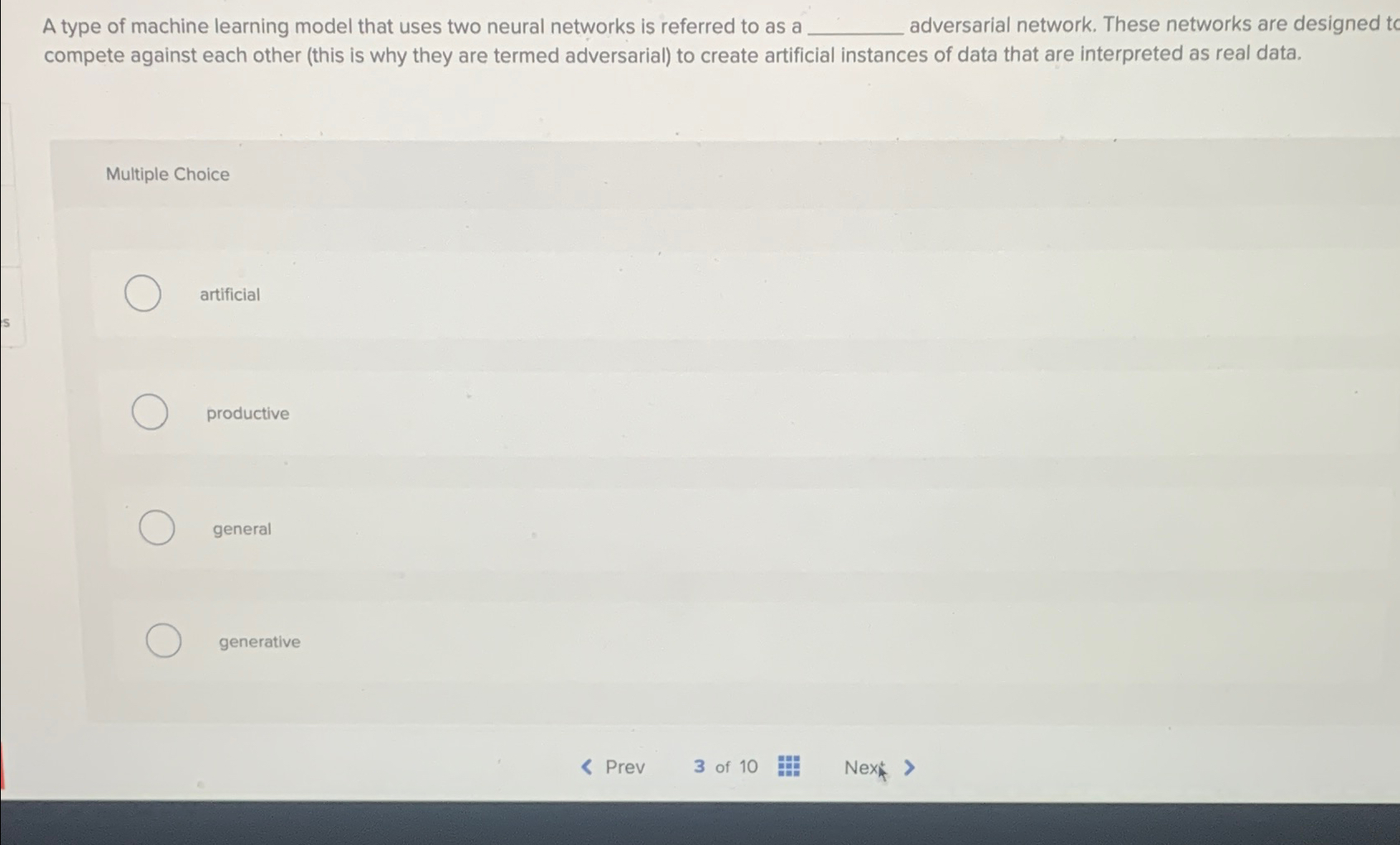 Solved A type of machine learning model that uses two neural | Chegg.com