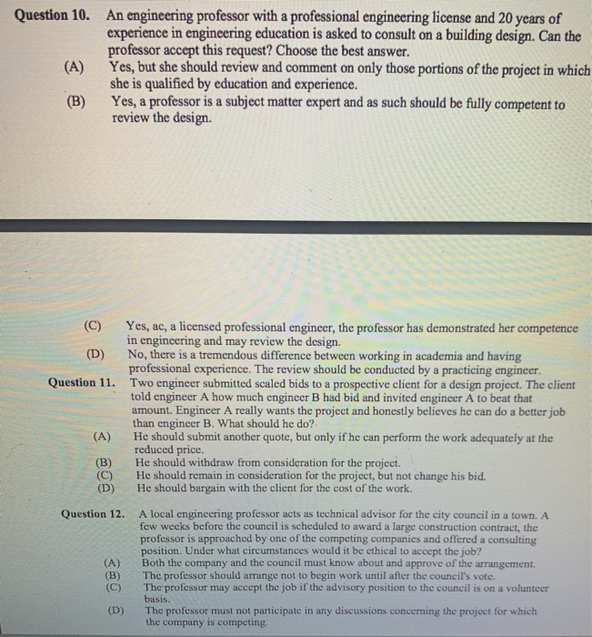 Solved Question 10. (A) An engineering professor with a | Chegg.com