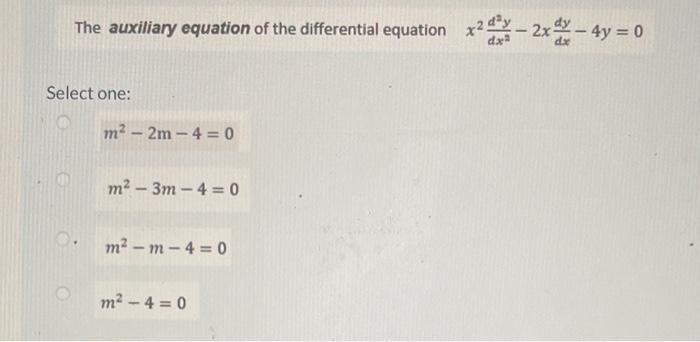 Solved The auxiliary equation of the differential equation | Chegg.com
