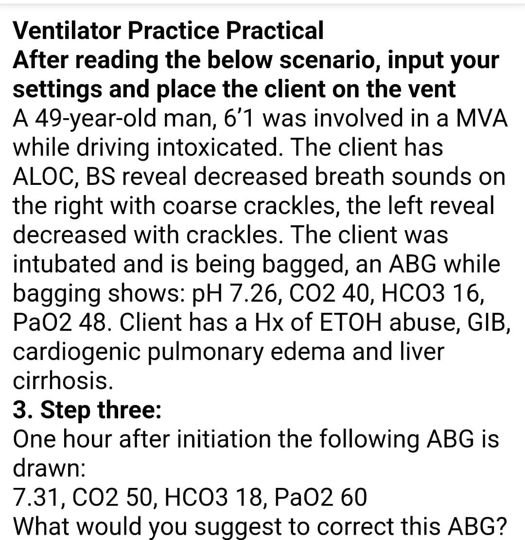 Solved Ventilator Practice Practical After reading the below | Chegg.com