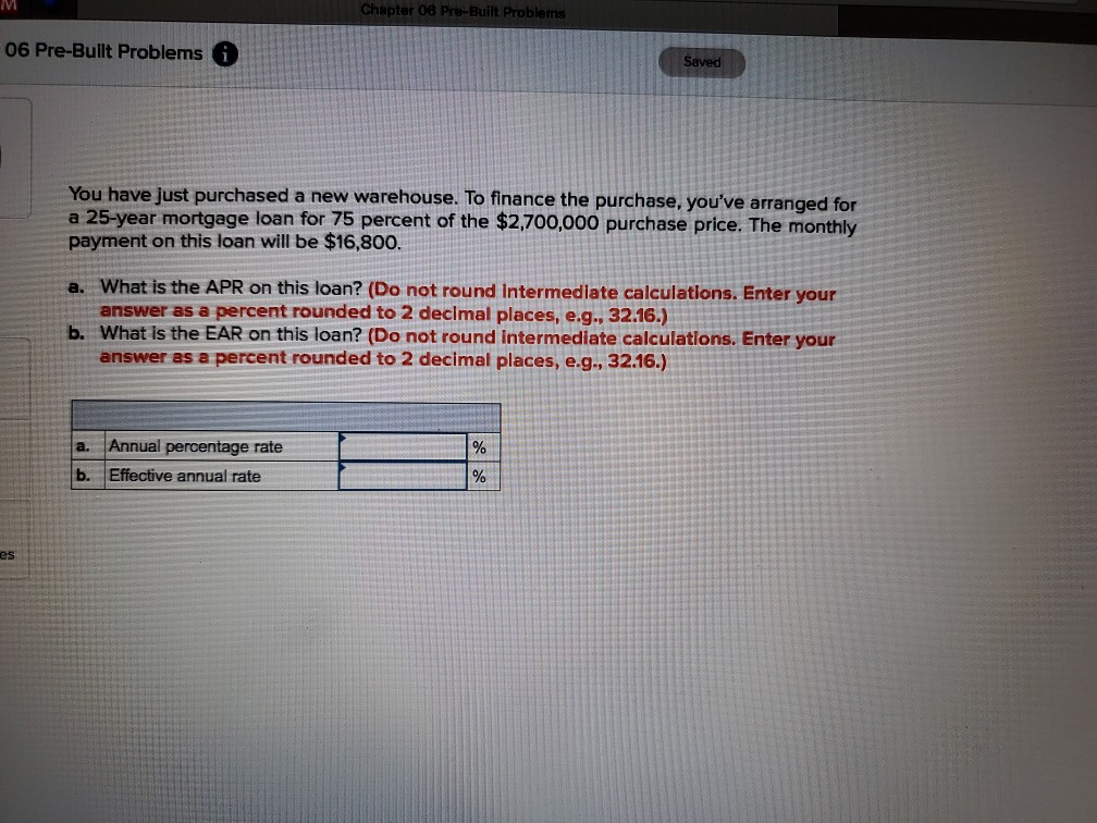 Solved Chapter 06 Pre-Built Problems 06 Pre-Built Problems | Chegg.com