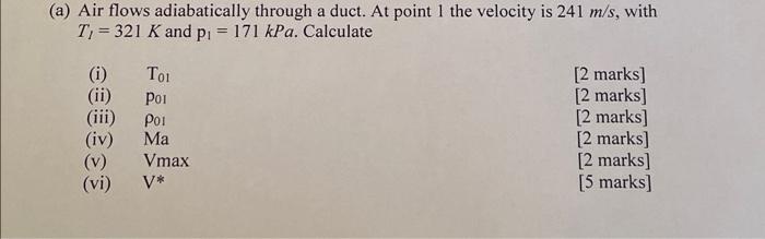 Solved (a) Air flows adiabatically through a duct. At point | Chegg.com