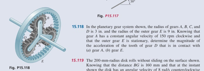 Solved Fig. P15.117 15.118 In the planetary gear system | Chegg.com
