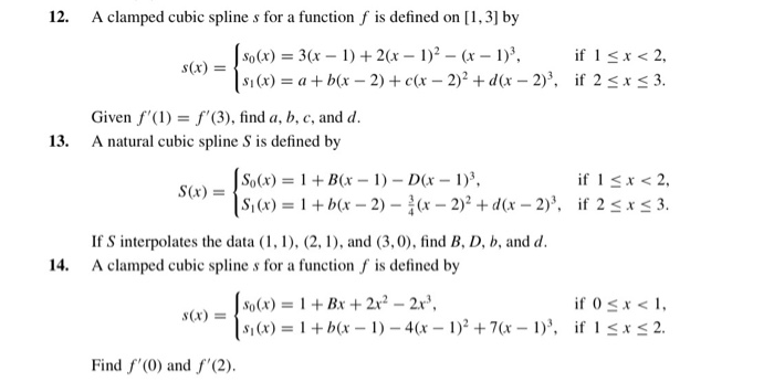 Solved 12. A clamped cubic spline s for a function f is | Chegg.com