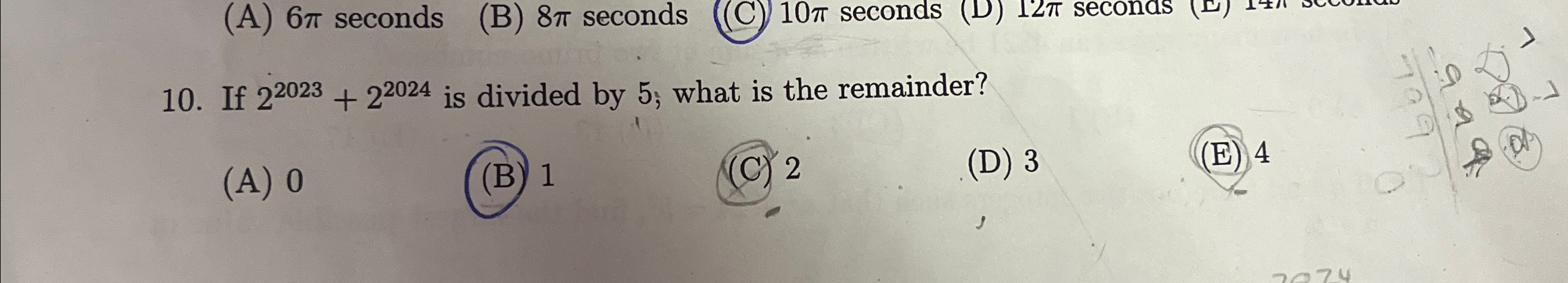 Solved If 22023+22024 ﻿is divided by 5 ﻿what is the value | Chegg.com
