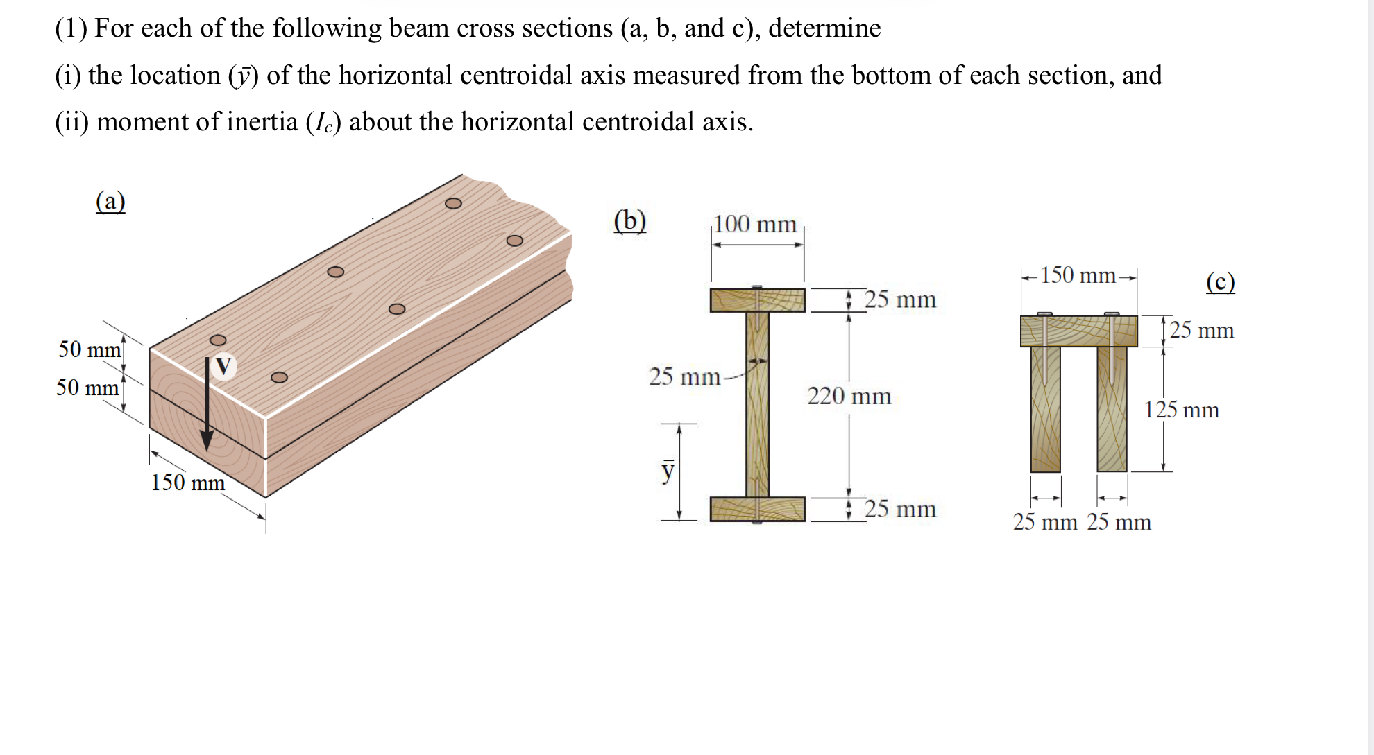 Solved a,b, ﻿and c (?bar (y)) of ﻿the horizontal centroidal | Chegg.com