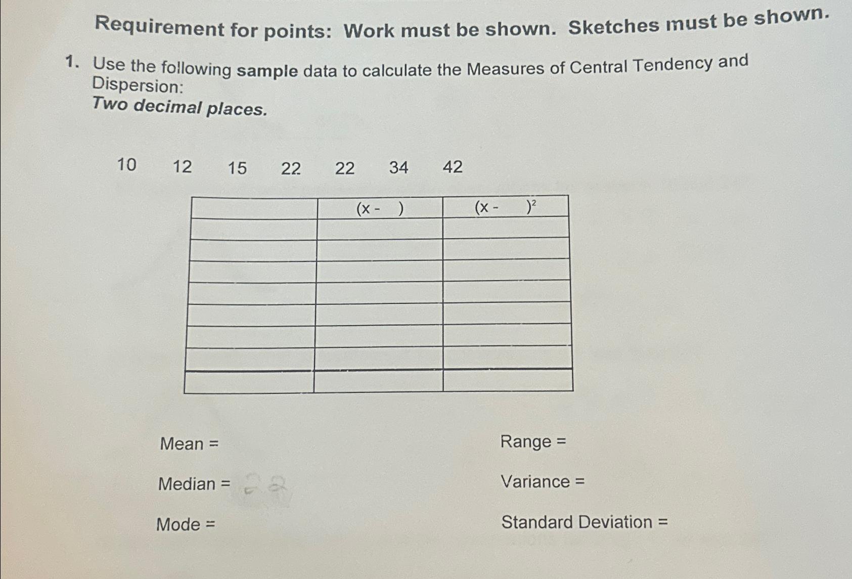 Solved Requirement for points: Work must be shown. Sketches | Chegg.com