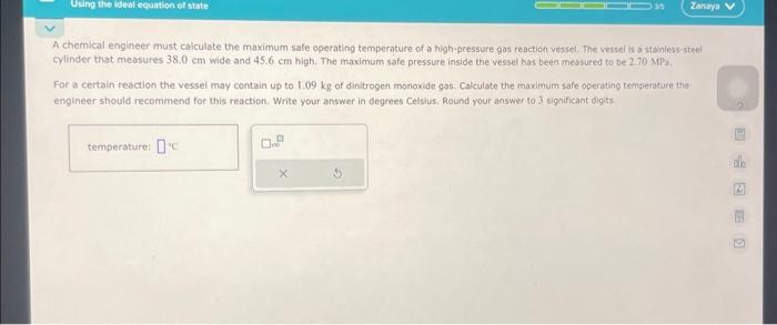 Solved A chemical engineer must calculate the maximum safe | Chegg.com